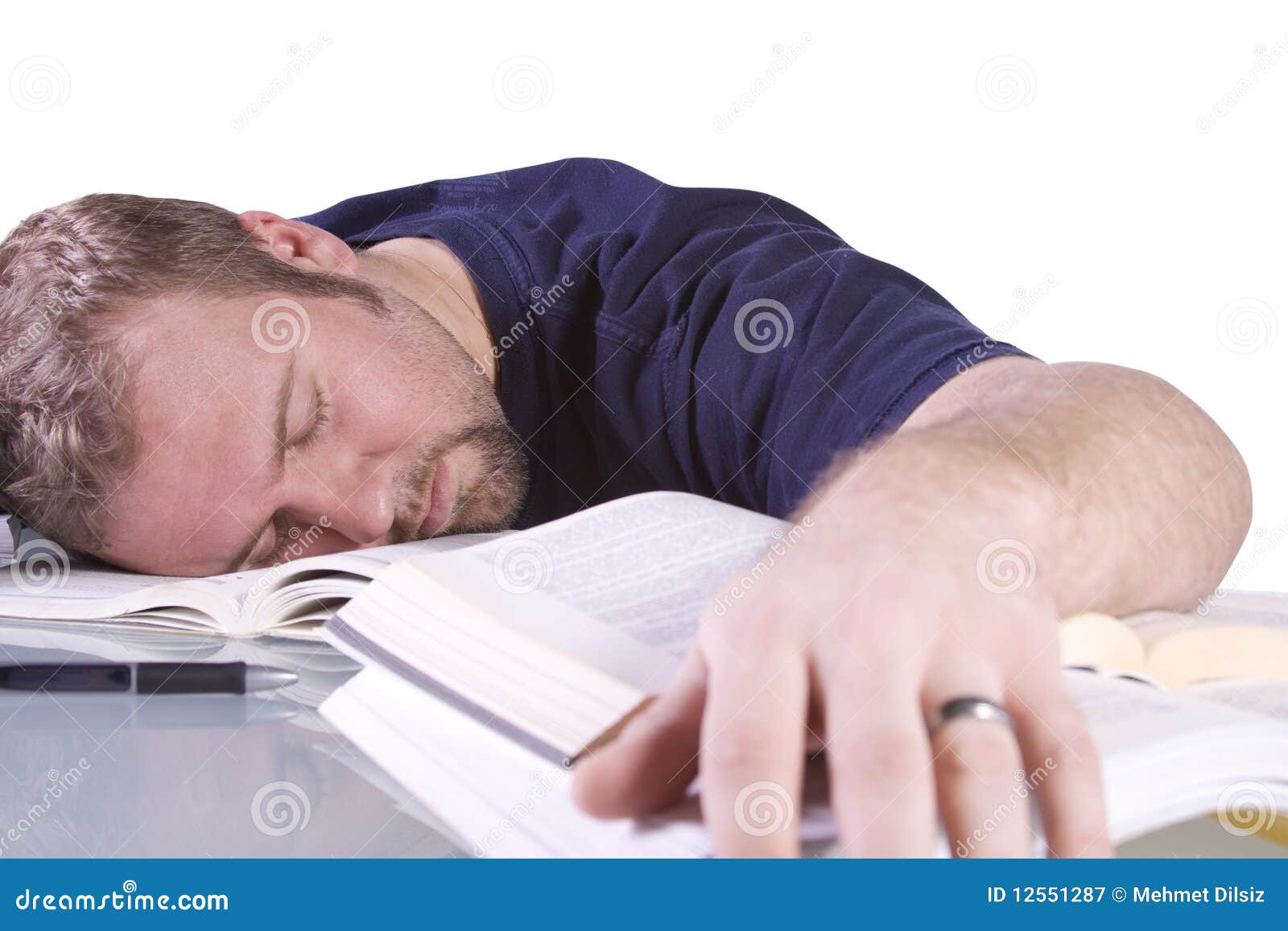 College Student Sleeping on His Desk Stock Image - Image of isolated ...