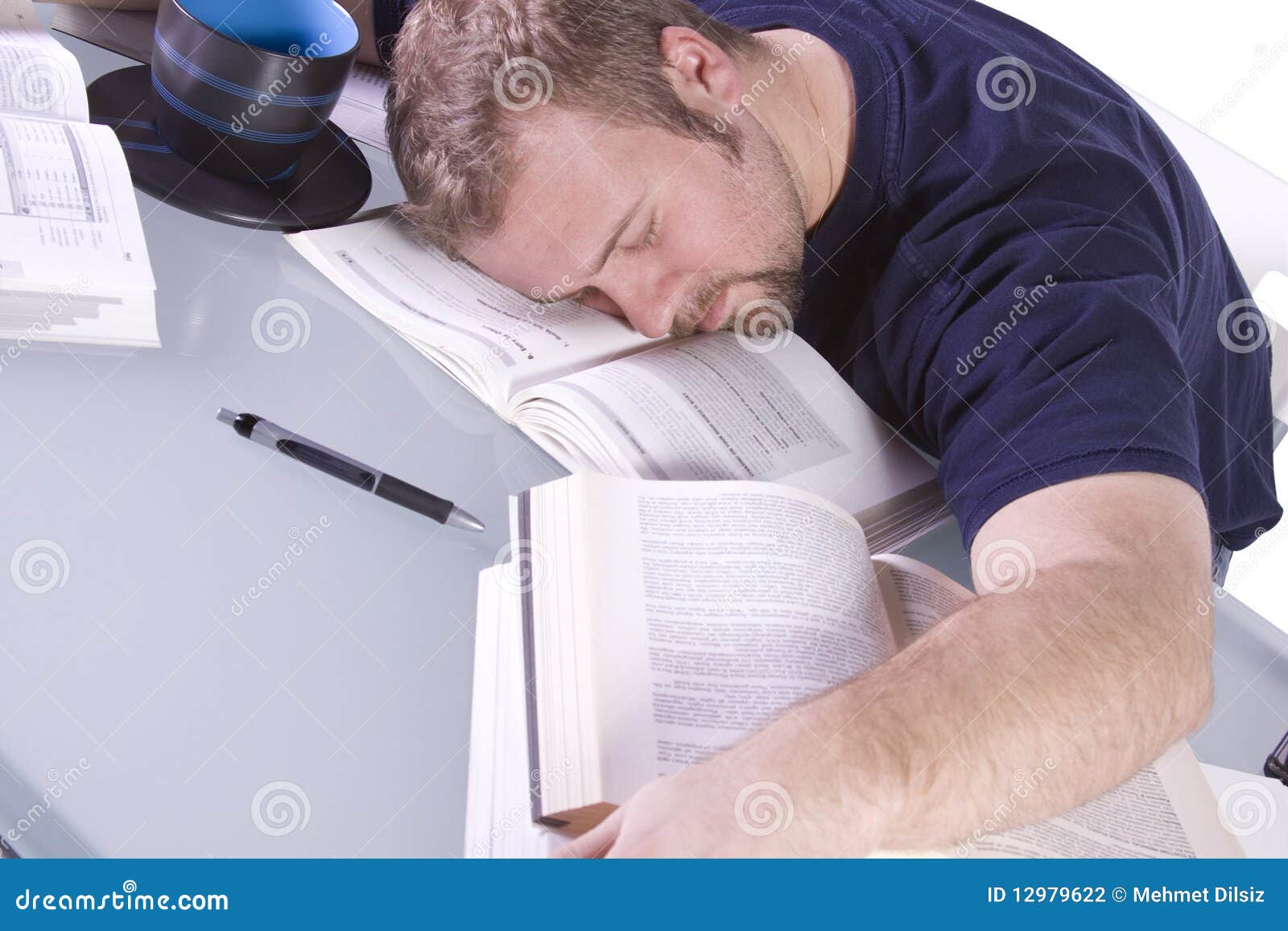 College Student Sleeping on His Desk Stock Photo - Image of desk ...