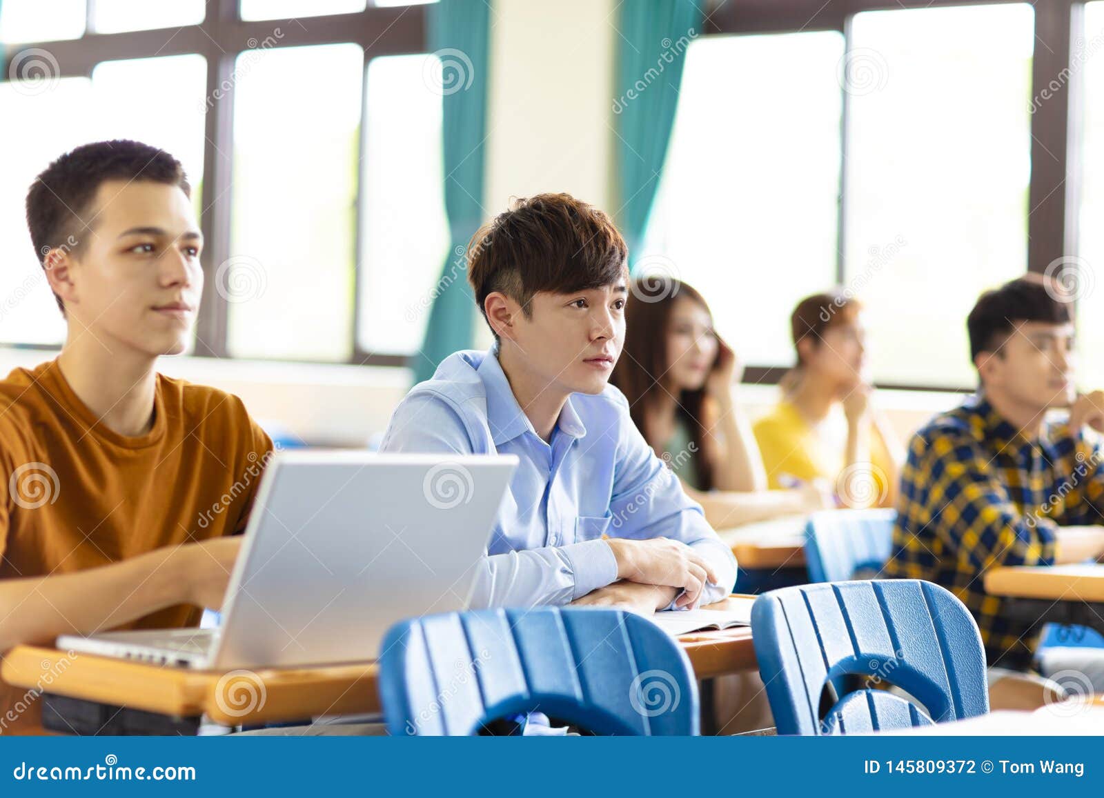 College Student Studying in Classroom Stock Photo - Image of happy ...