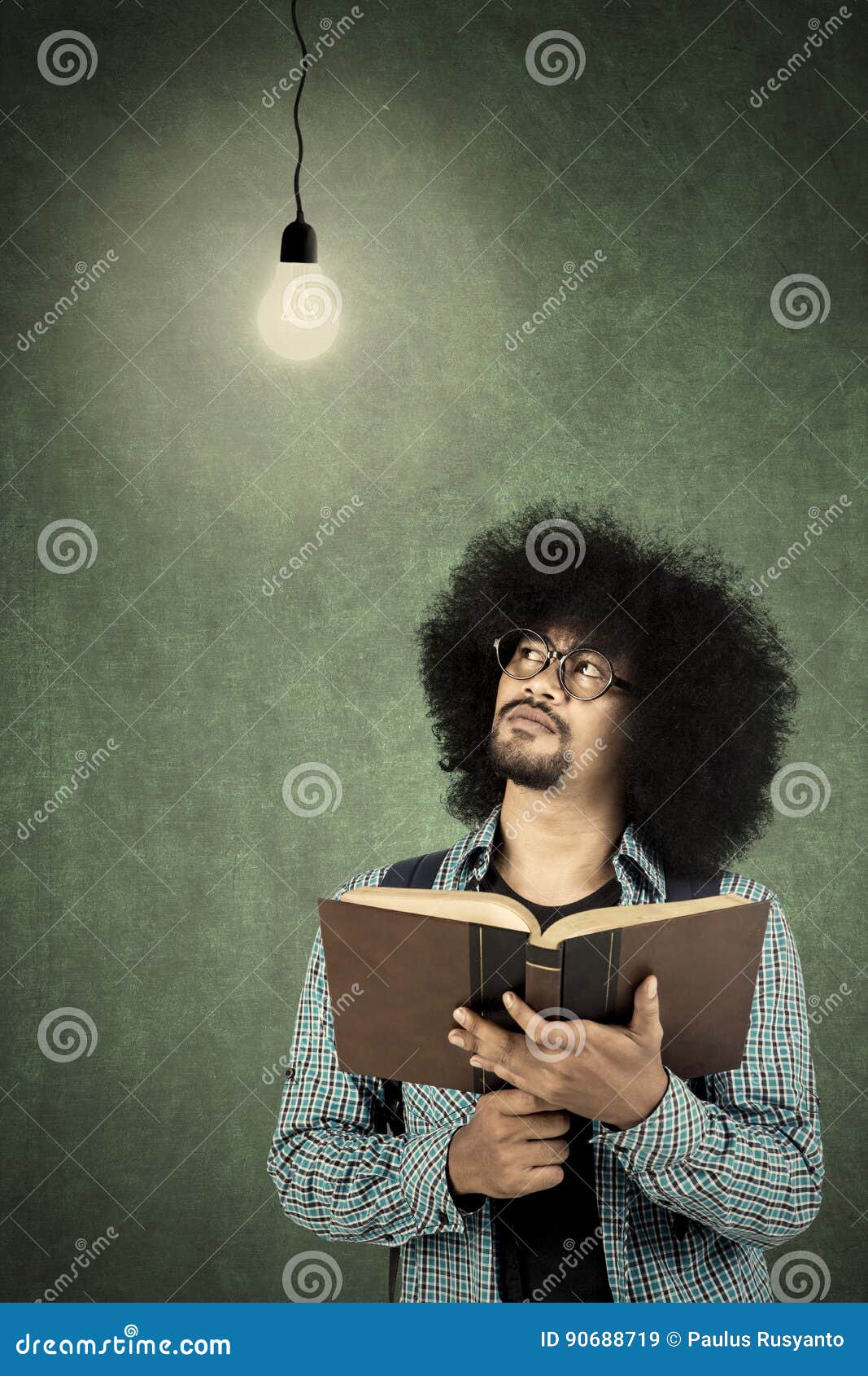 College Student Thinking Idea with Bulb Stock Image - Image of back ...