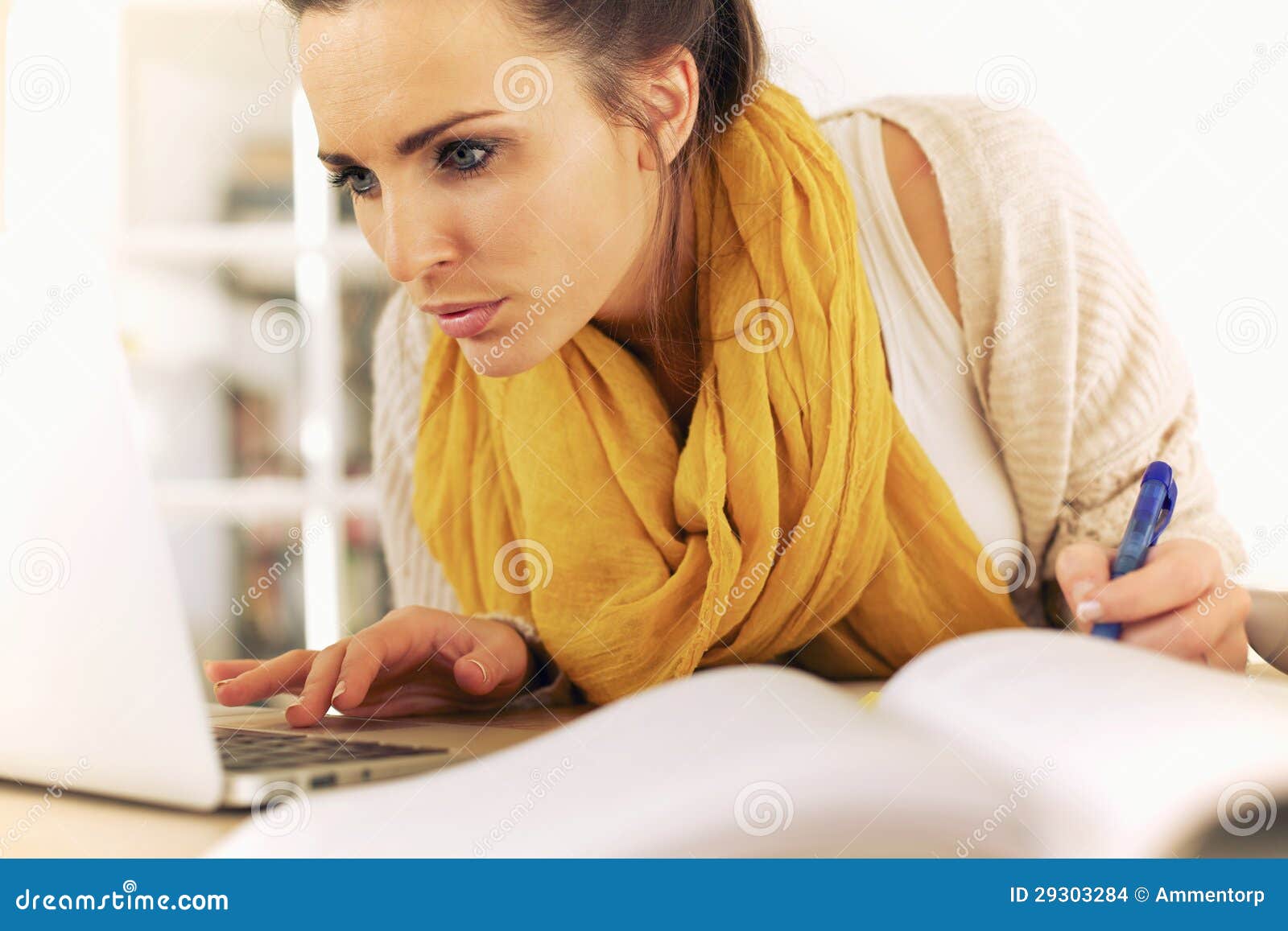 College Student Using the Internet To Study Stock Photo - Image of ...