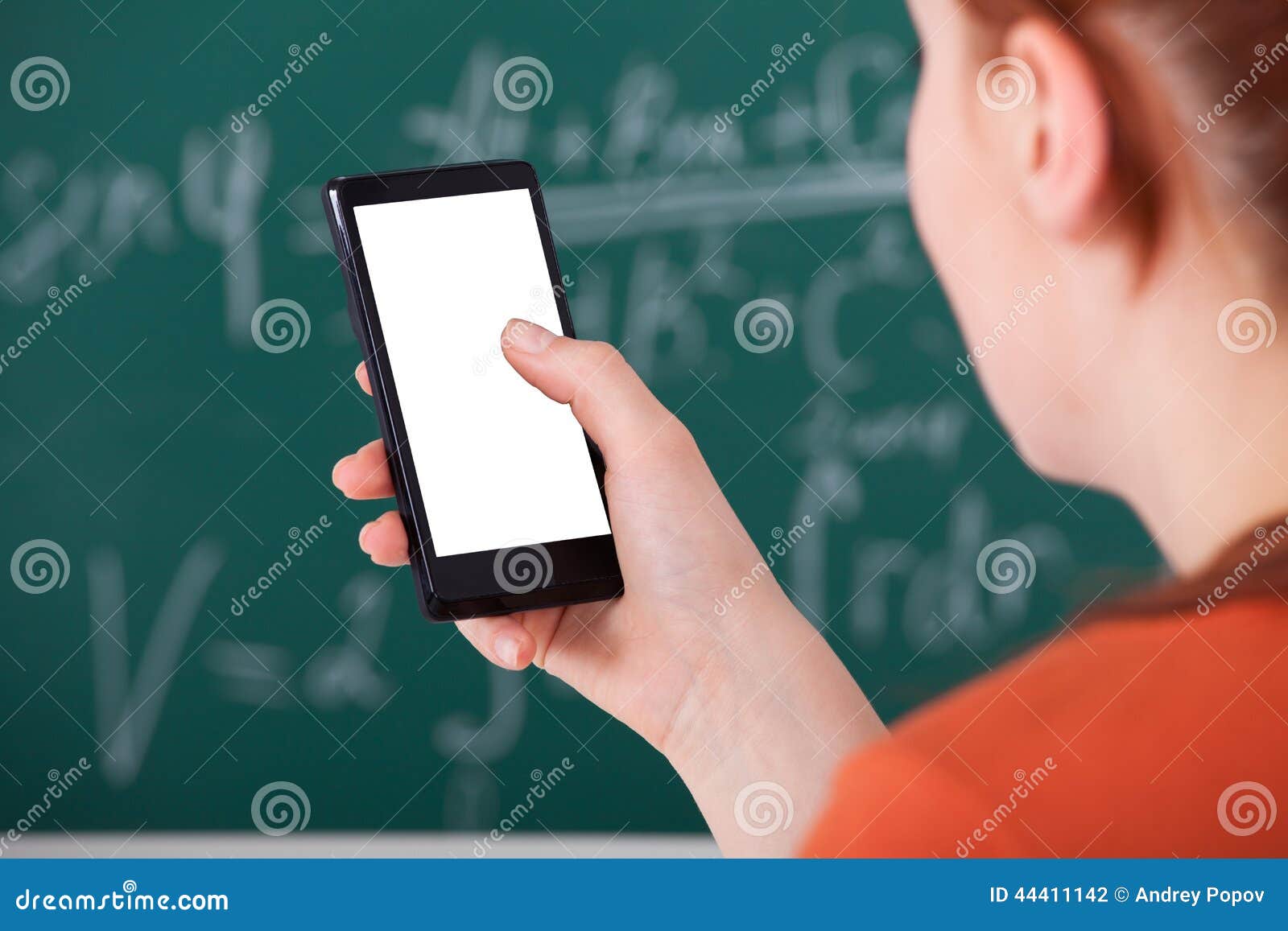 College Student Using Smart Phone in Classroom Stock Photo - Image of ...