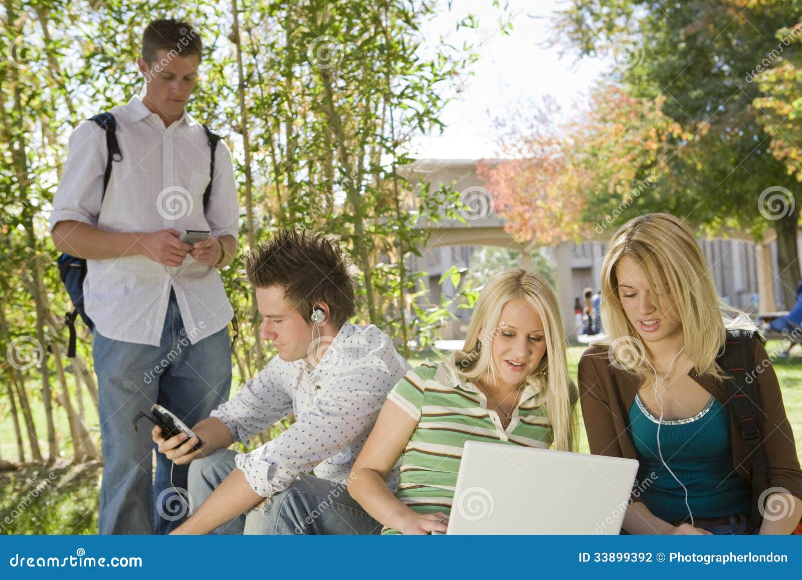 College Student Using Technologies on Campus Stock Photo - Image of ...