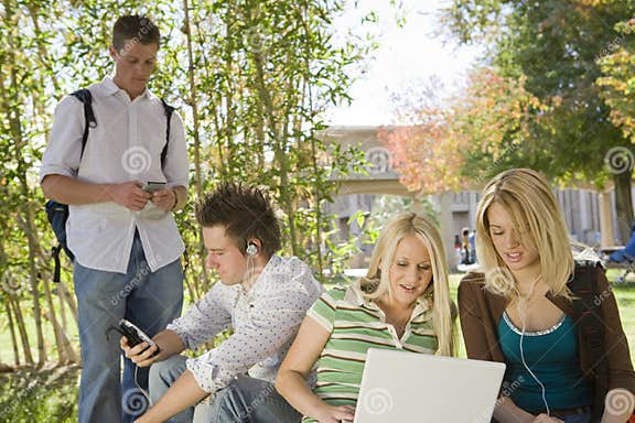 College Student Using Technologies on Campus Stock Photo - Image of ...