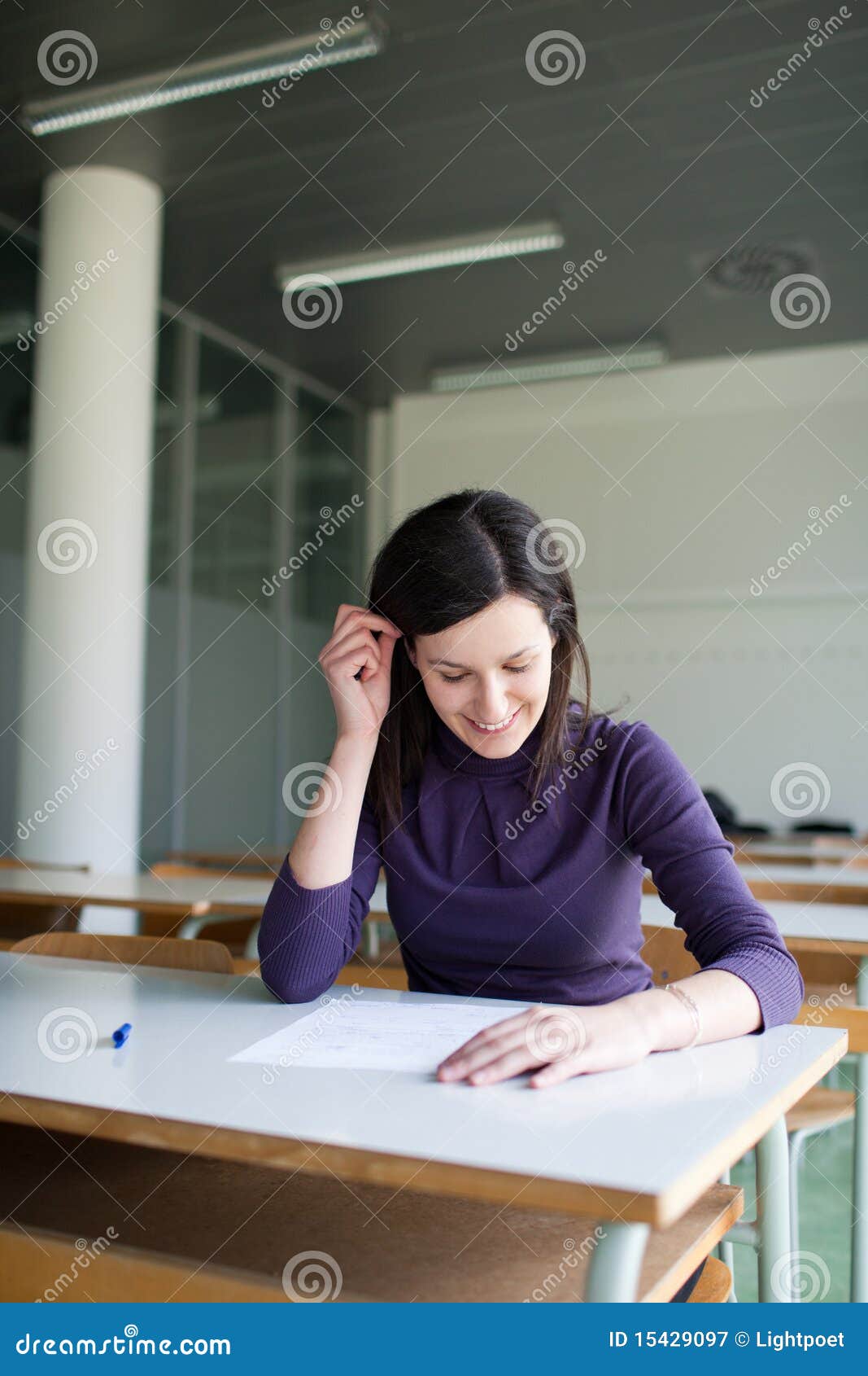 College Student Working in a Classroom Stock Image - Image of college ...