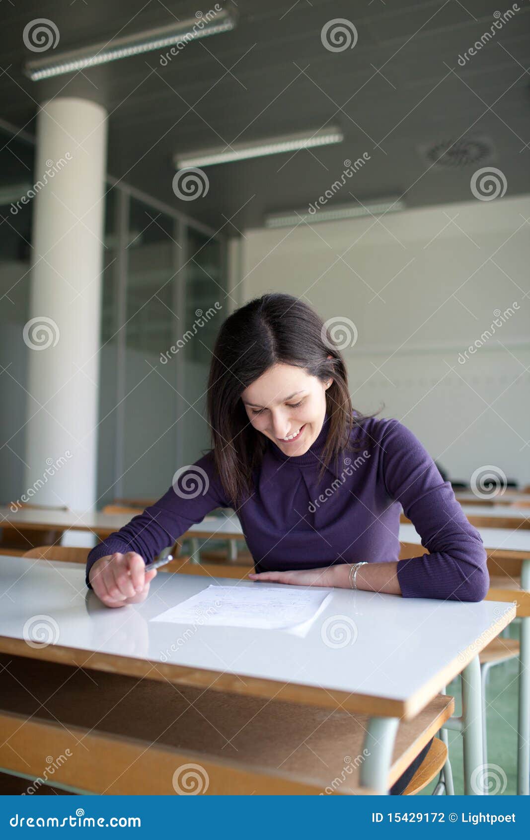 College Student Working in a Classroom Stock Photo - Image of adult ...