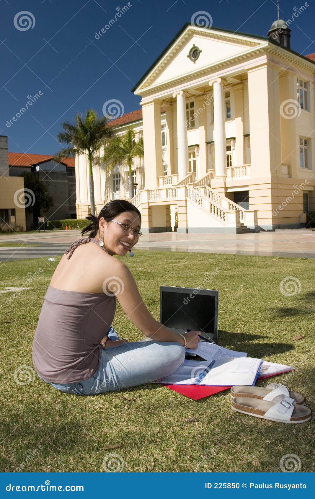 College Student Working with Laptop Stock Photo - Image of highschool ...