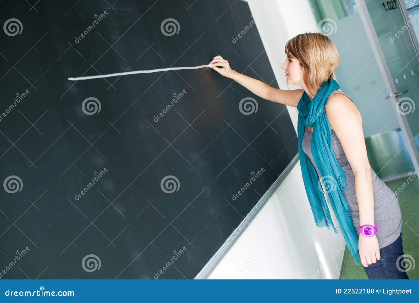 College Student Writing on the Blackboard Stock Photo - Image of ...