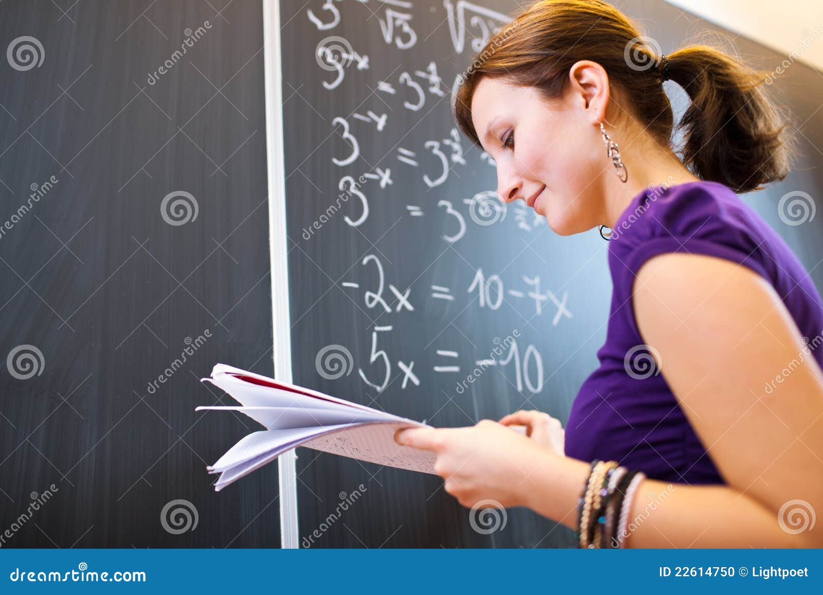 College Student Writing on the Chalkboard Stock Photo - Image of book ...