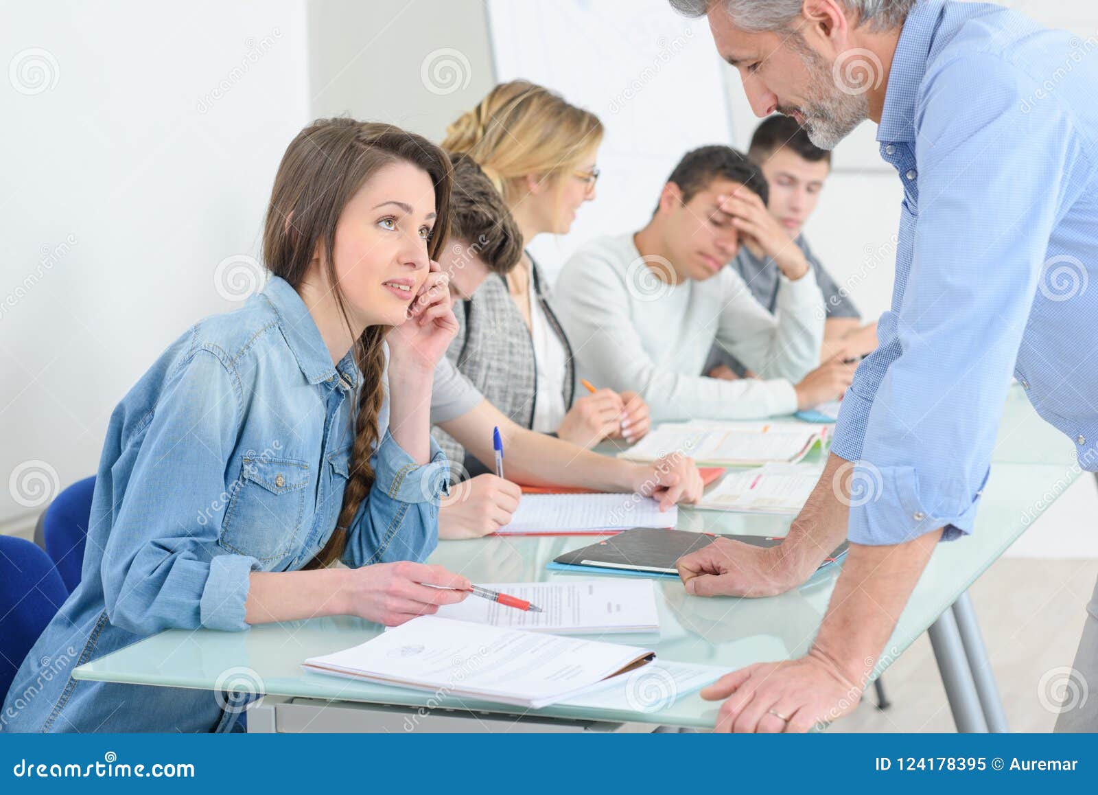 College Students during Class with Teacher Stock Image - Image of ...
