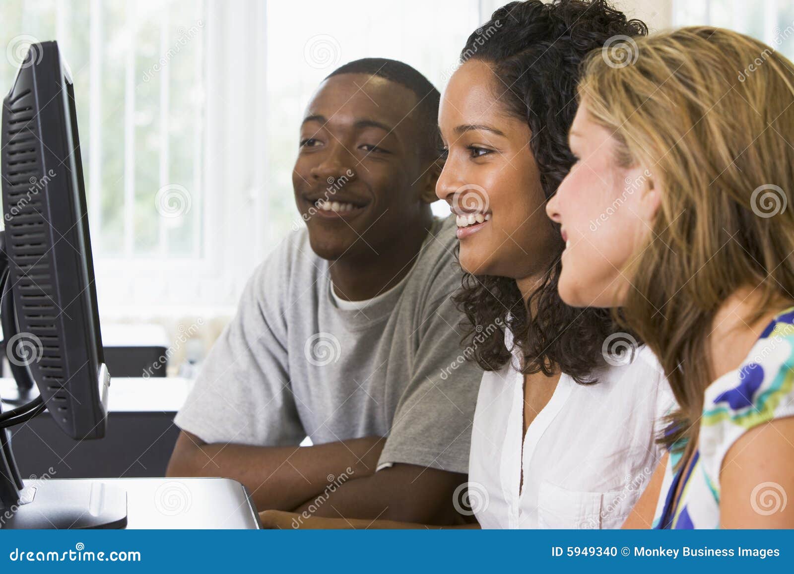 College Students in a Computer Lab Stock Photo - Image of horizontal ...