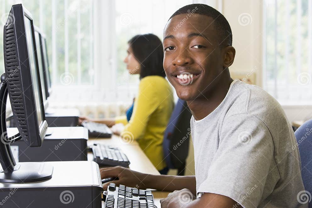 College Students in a Computer Lab Stock Photo - Image of classroom ...