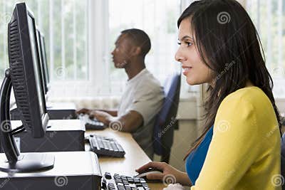 College Students in a Computer Lab Stock Image - Image of class, adult ...