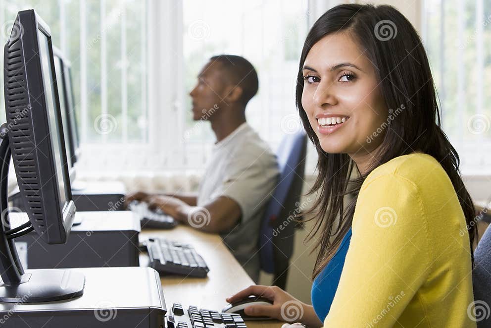 College Students in a Computer Lab Stock Photo - Image of sitting ...