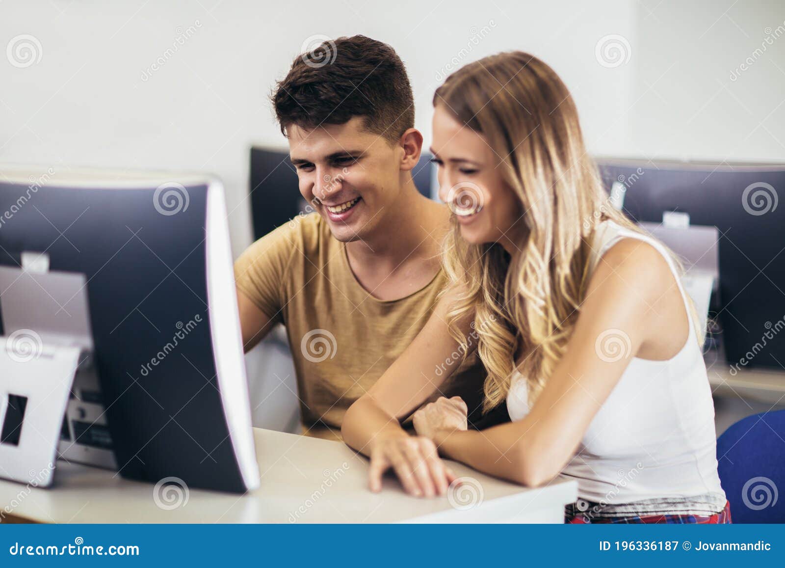 Students in a Computer Lab, Using Computers during Class Stock Image ...