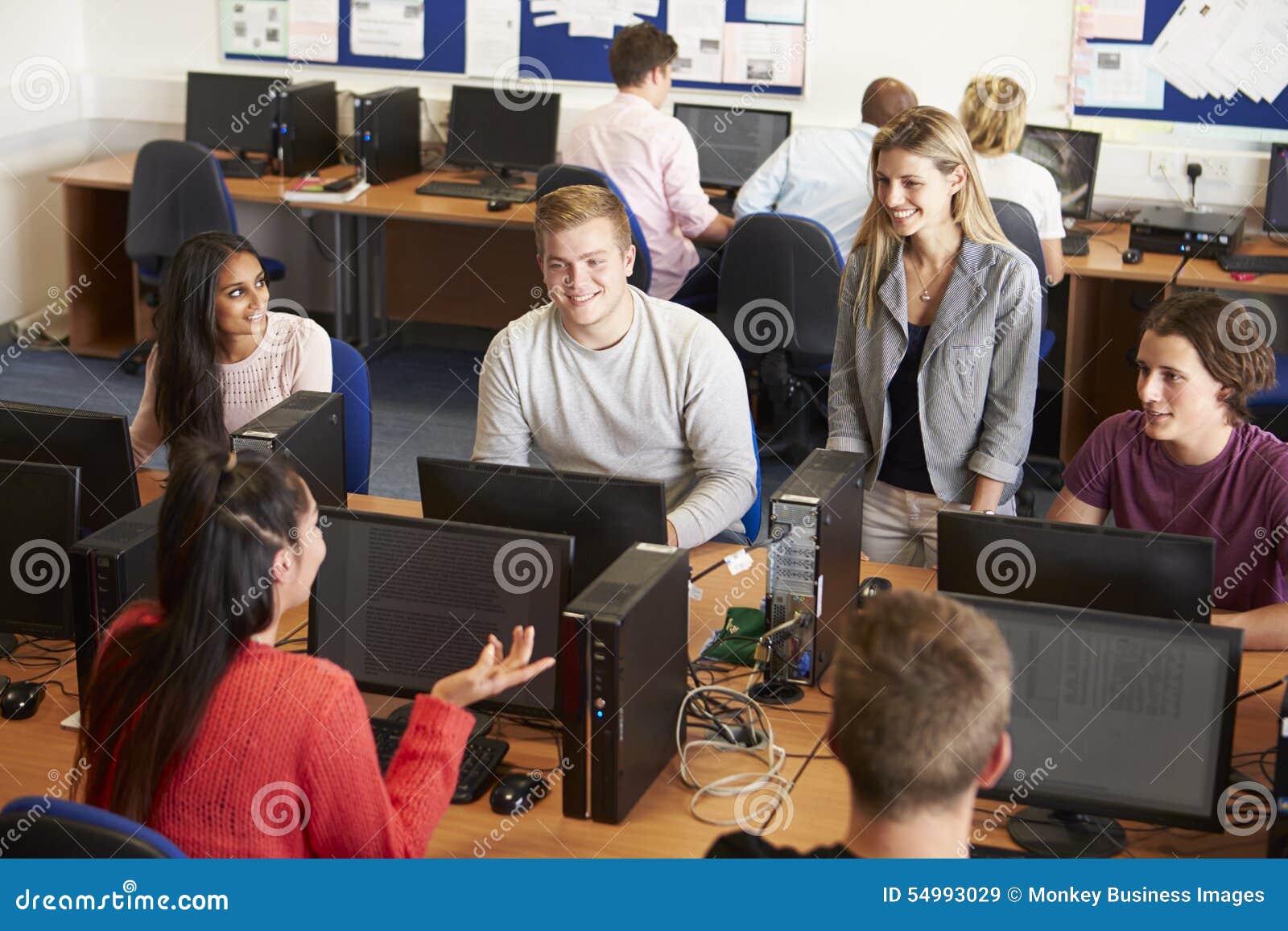 College Students at Computers in Technology Class Stock Image - Image ...
