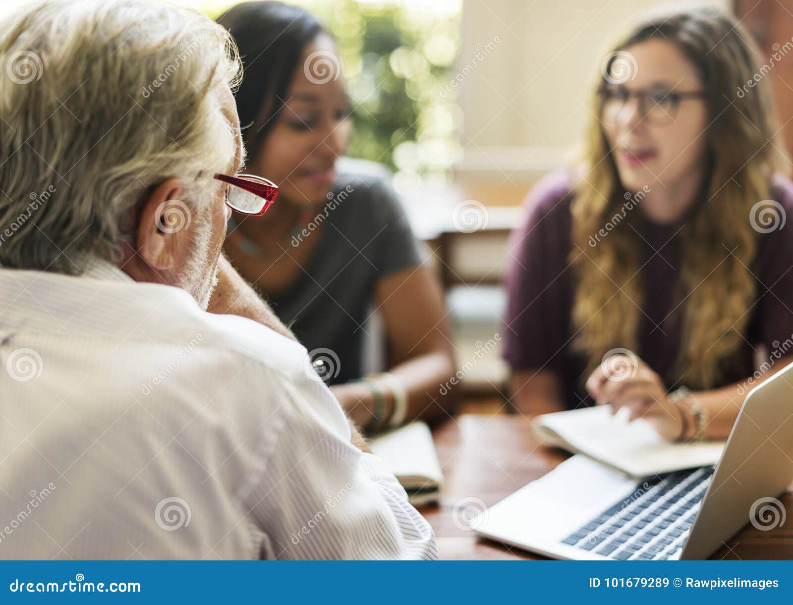 College Students are Discussing with Advisor Stock Image - Image of ...