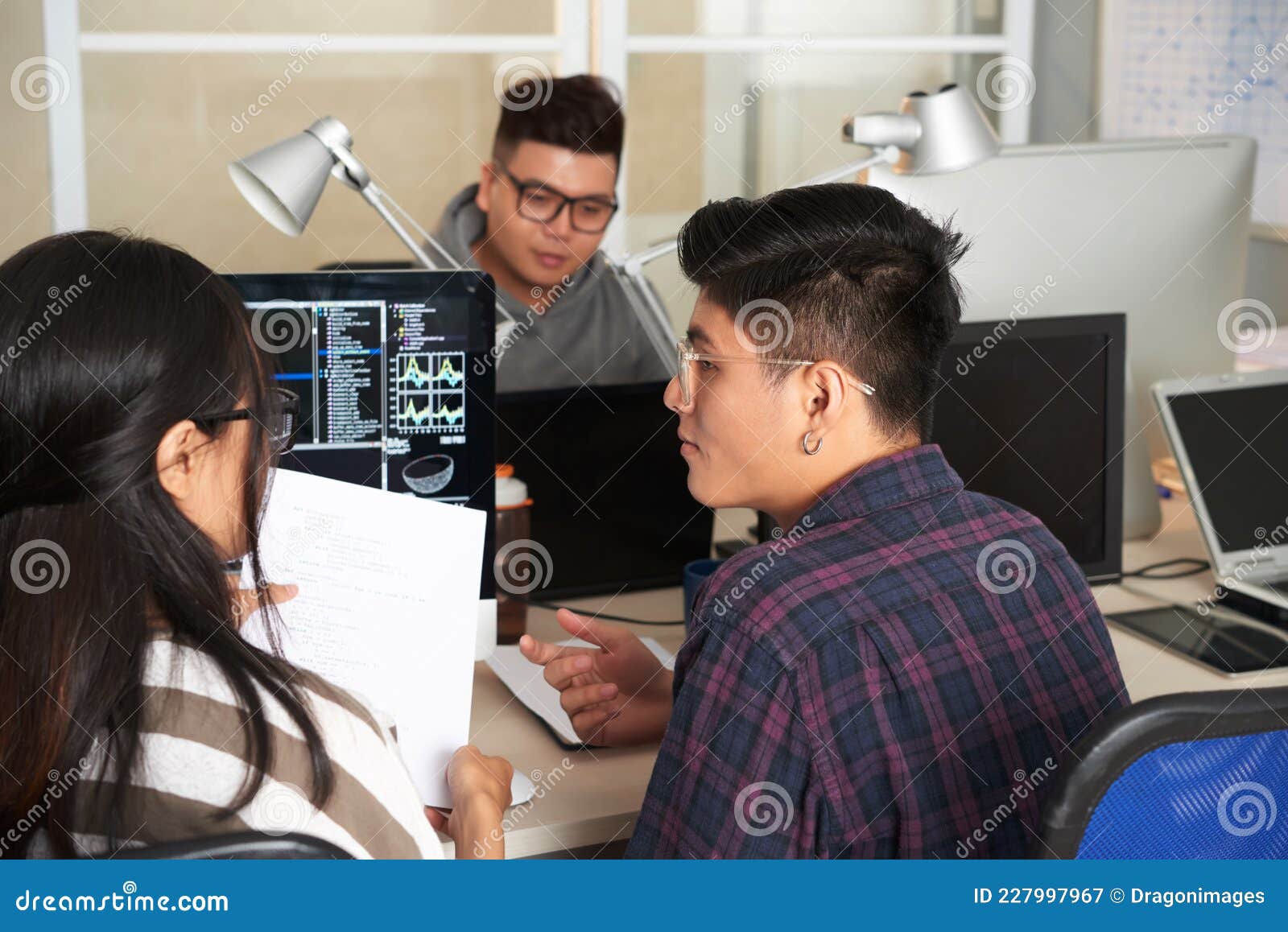 College Students Discussing Programming Code Stock Image - Image of ... College Students Discussing Programming Code Stock Image - Image of ...