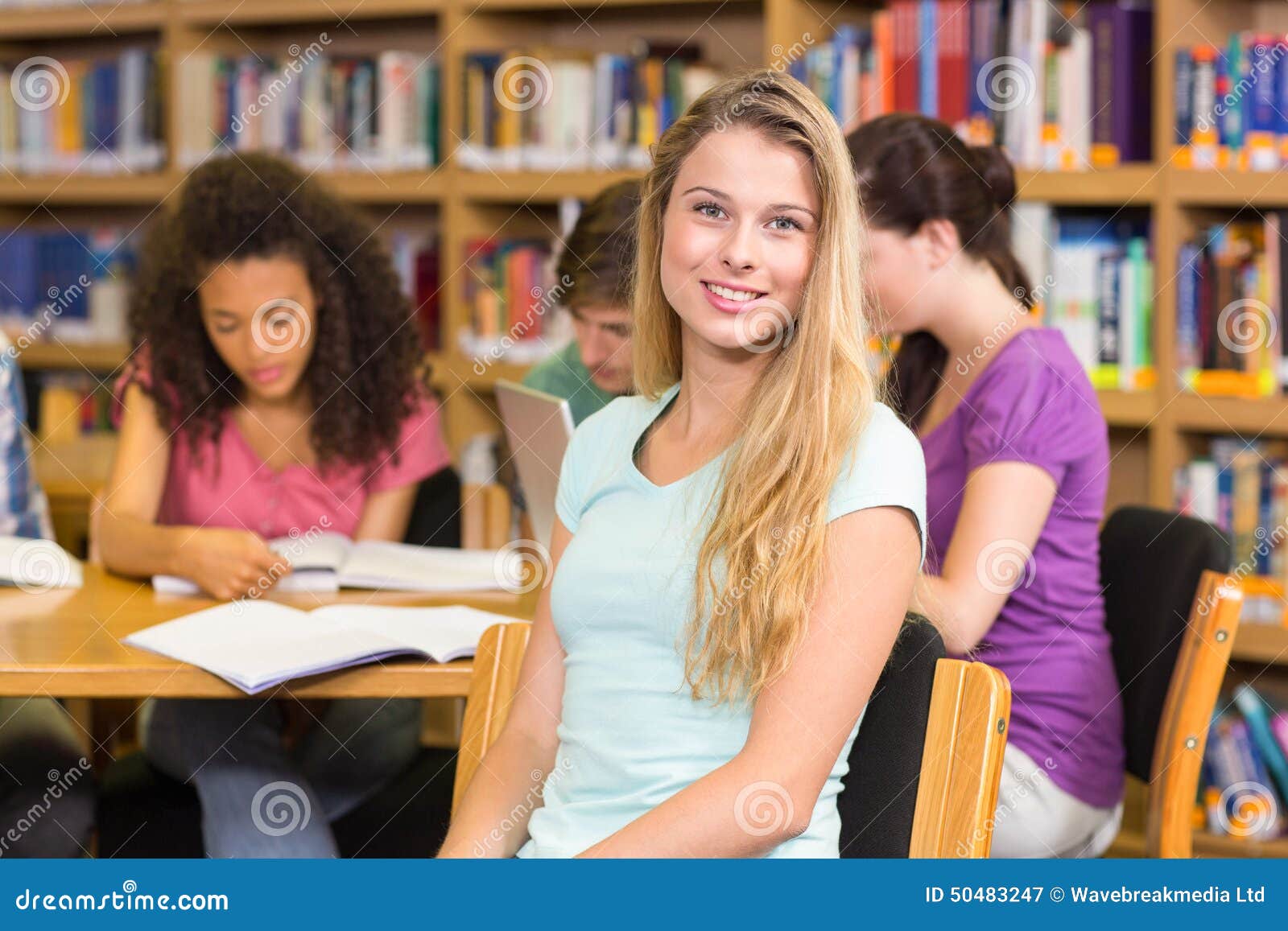 College Students Doing Homework in Library Stock Image - Image of ...