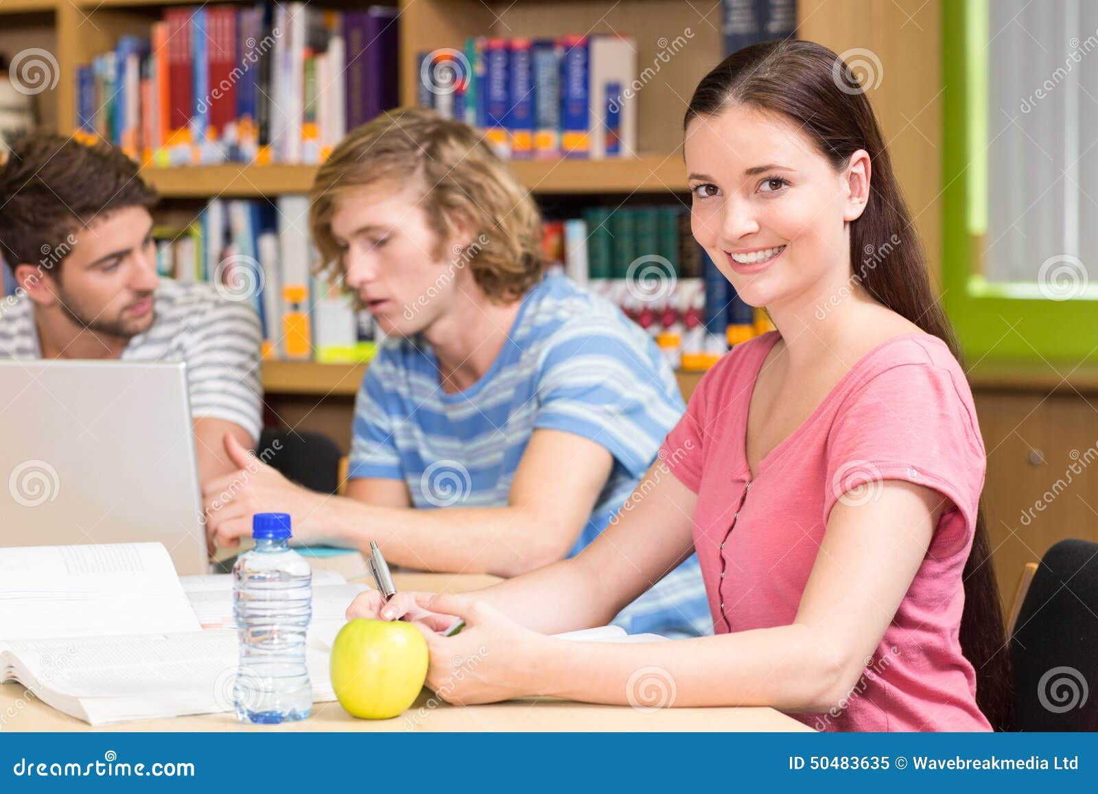 College Students Doing Homework in Library Stock Image - Image of ...