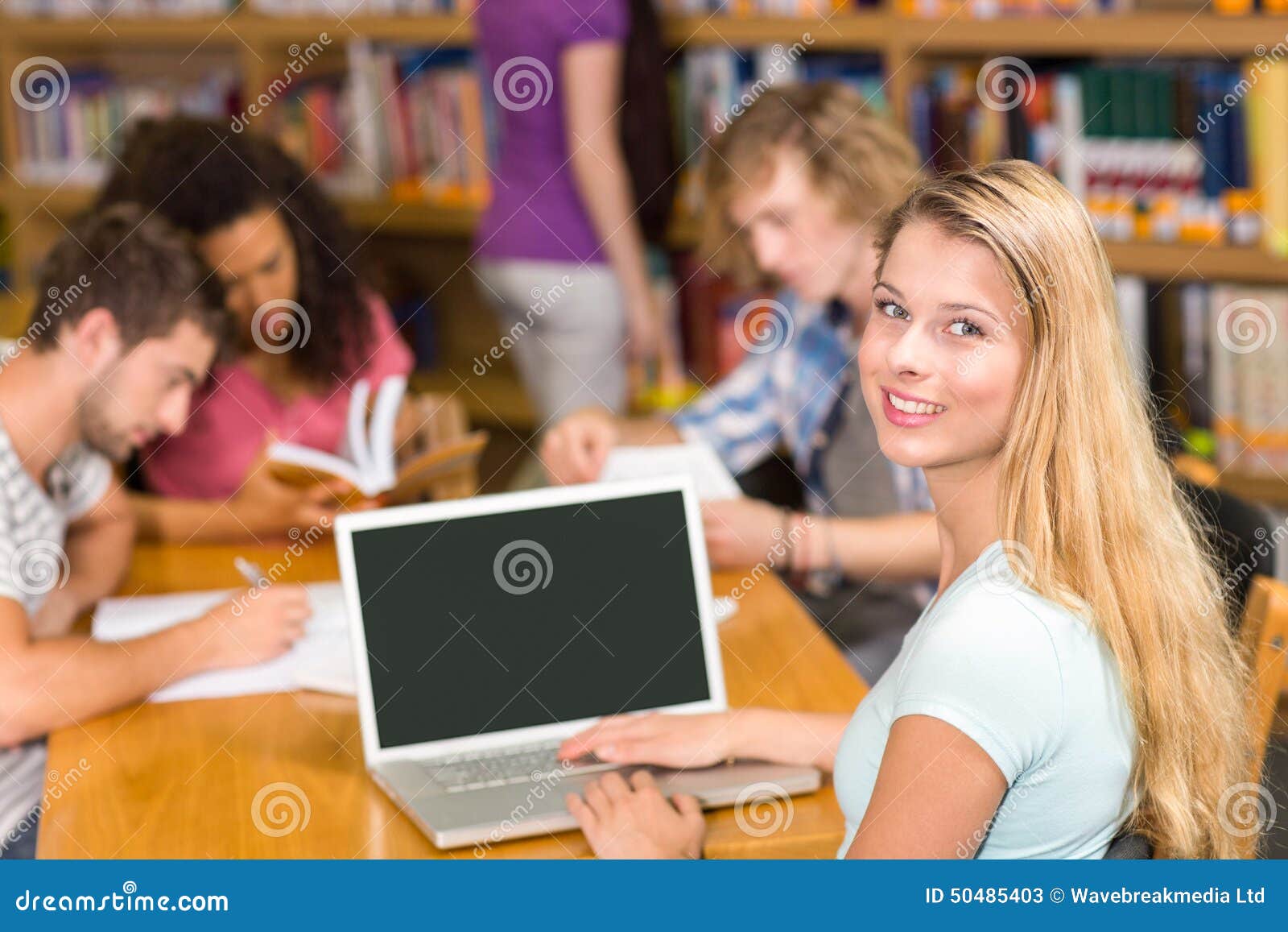 College Students Doing Homework in Library Stock Image - Image of ...