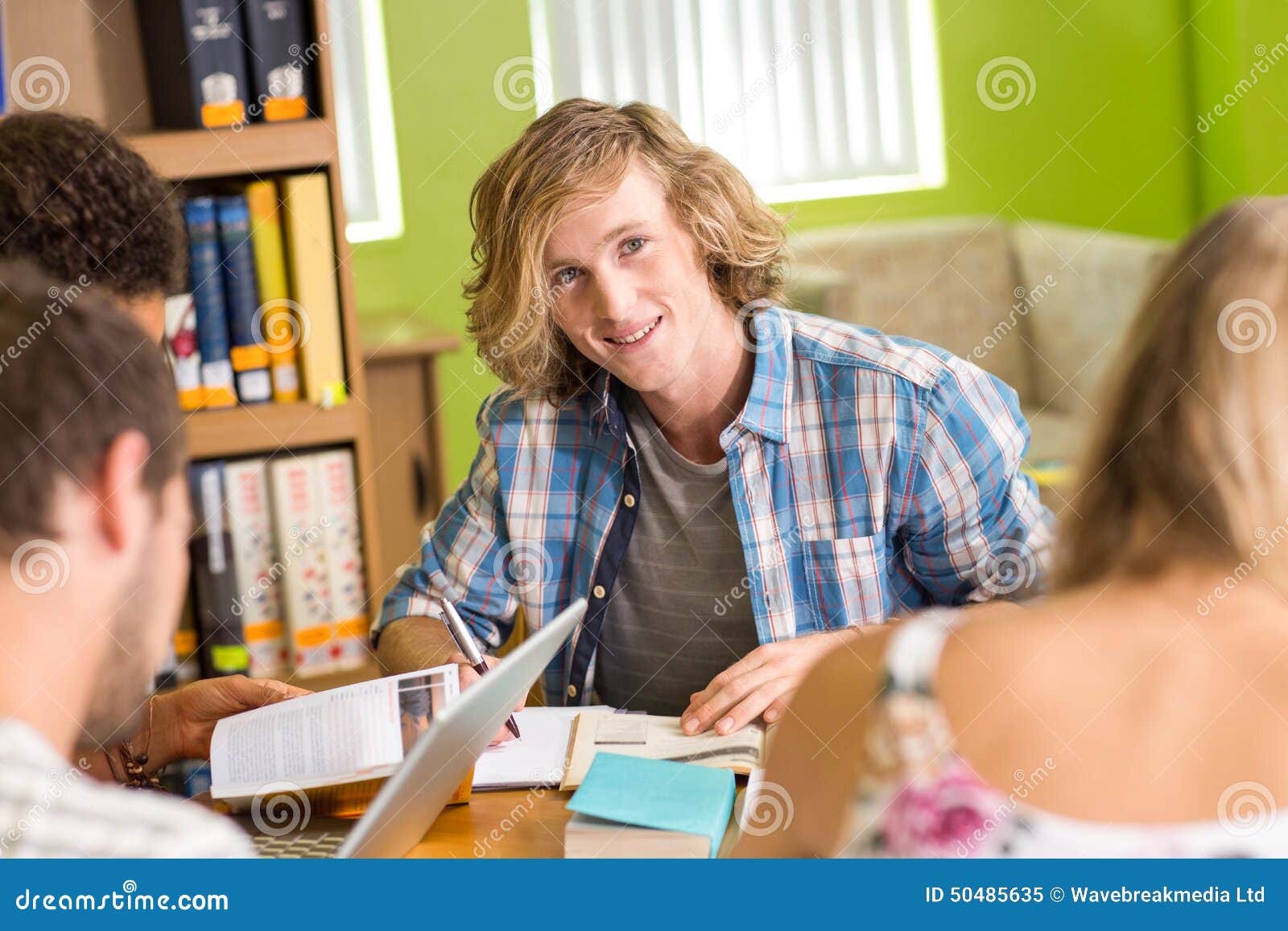 College Students Doing Homework in Library Stock Image - Image of ...