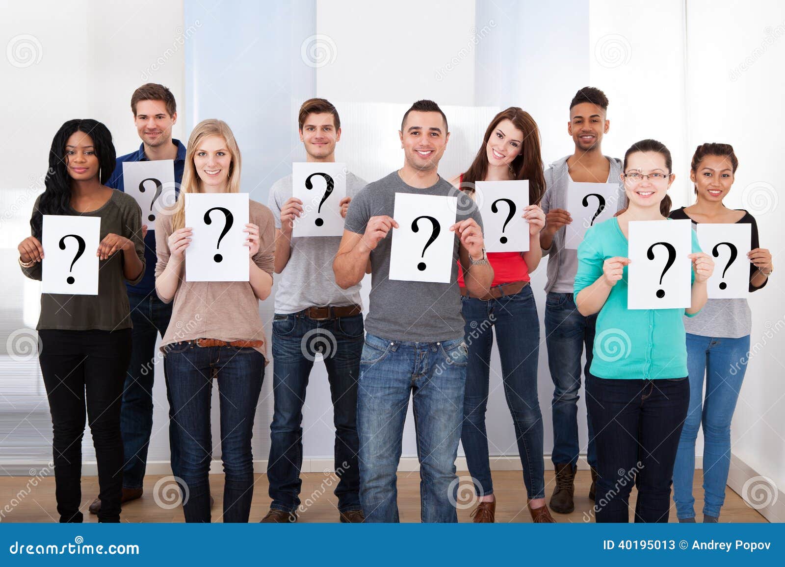 College Students Holding Question Mark Signs Stock Image - Image of ...