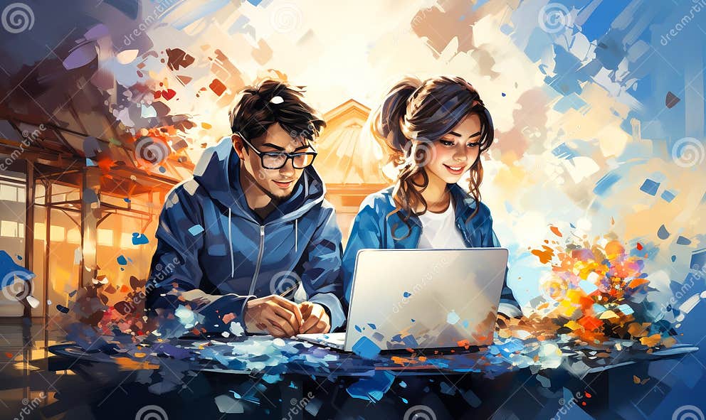 College Students Learning Computer Science in Classroom Diverse Group ...