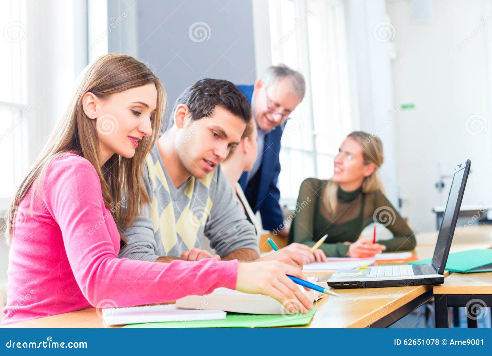 College Students Lerning with Professor Stock Photo - Image of learn ...