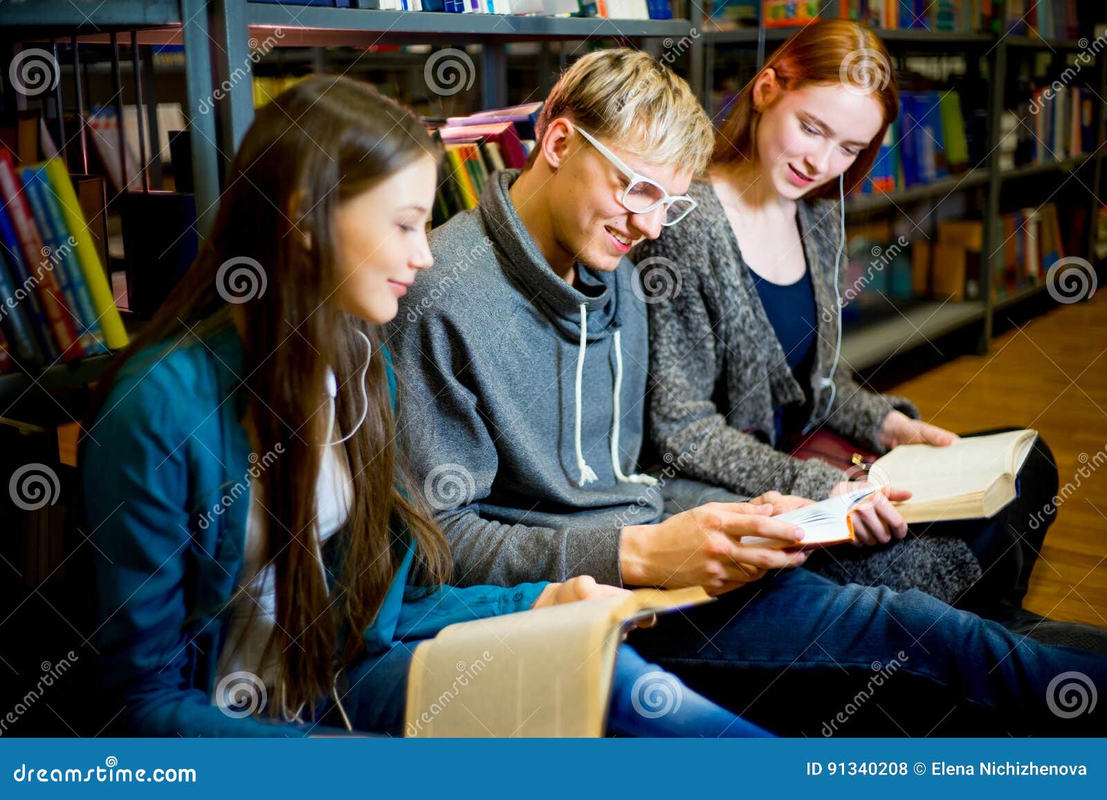College Students in Library Stock Photo - Image of adult, indoors: 91340208