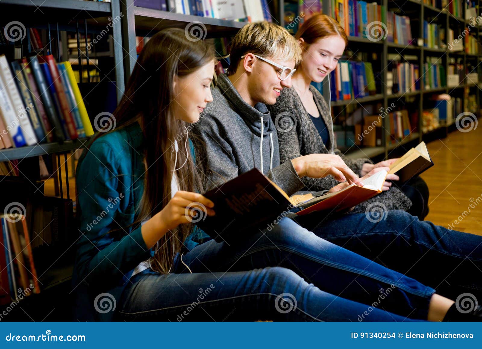 College Students in Library Stock Photo - Image of literature, 2025: ...