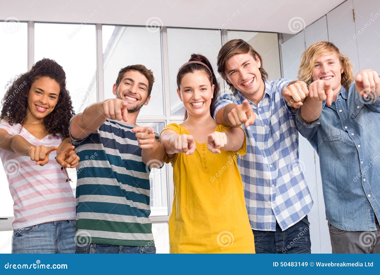 College Students Pointing at Camera Stock Image - Image of male, camera ...