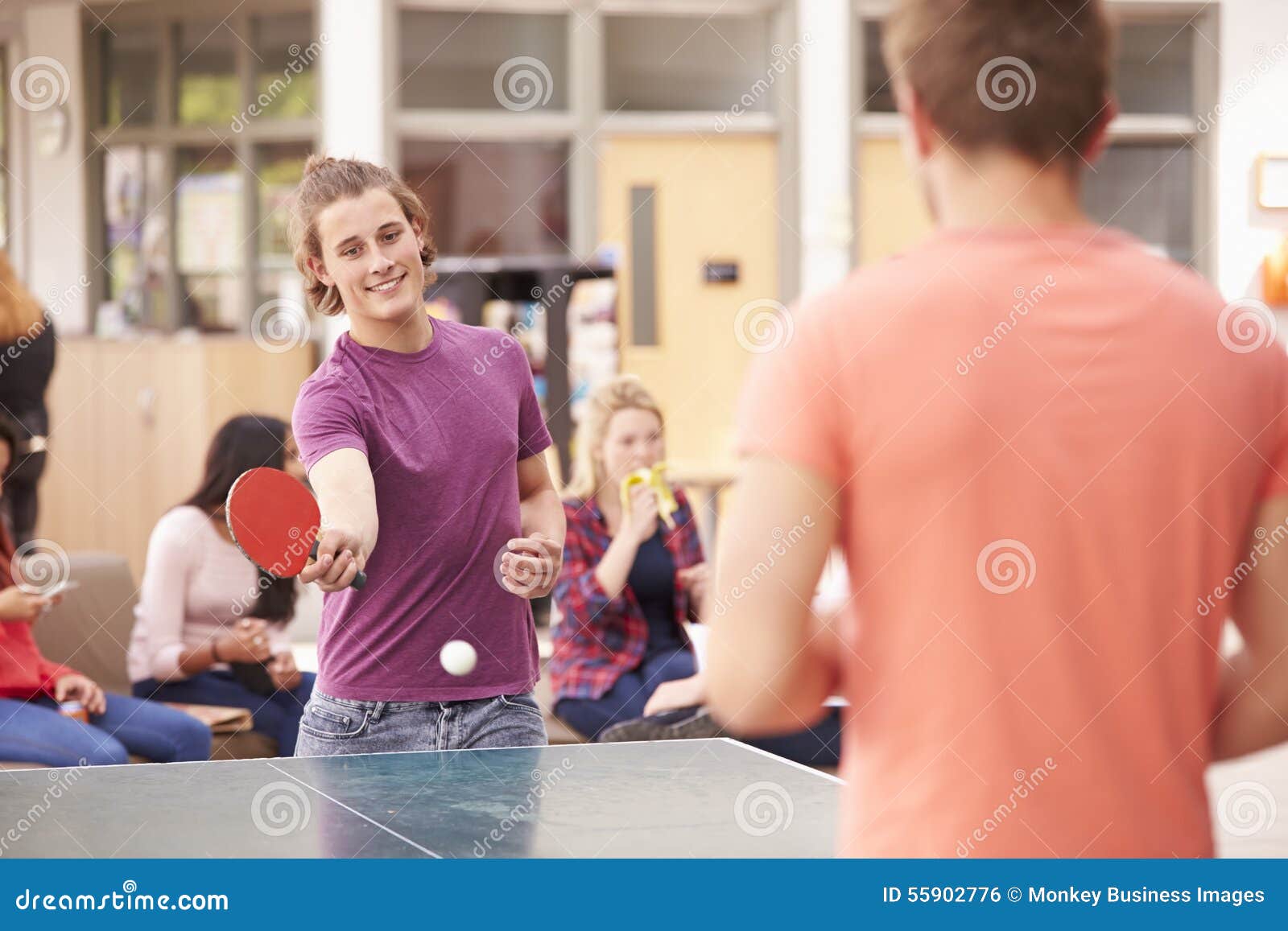 College Students Relaxing and Playing Table Tennis Stock Photo - Image ...