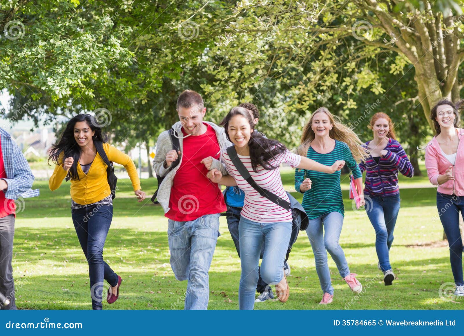 College Students Running in the Park Stock Image - Image of college ...