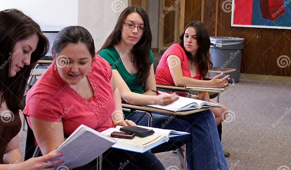 College Students in a School Classroom Stock Image - Image of women ...