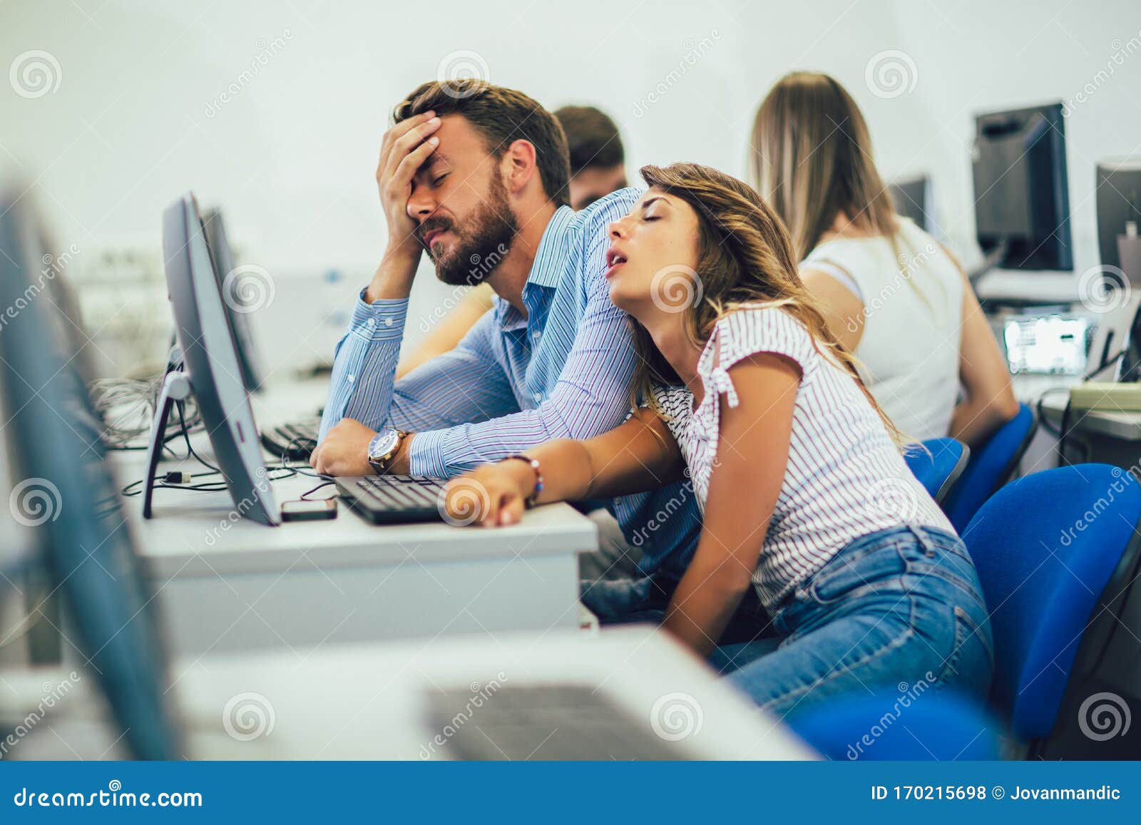 Students Sitting in a Classroom, Using Computers during Class Stock ...