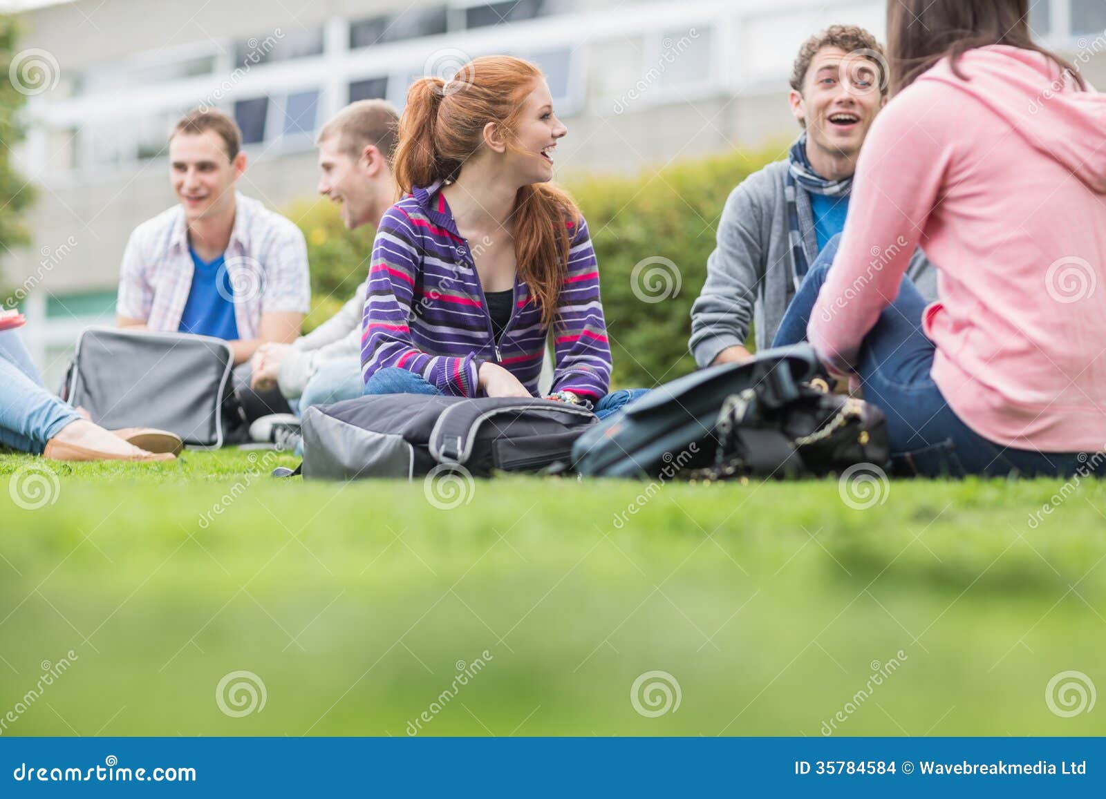 College Students Sitting in the Park Stock Photo - Image of interacting ...
