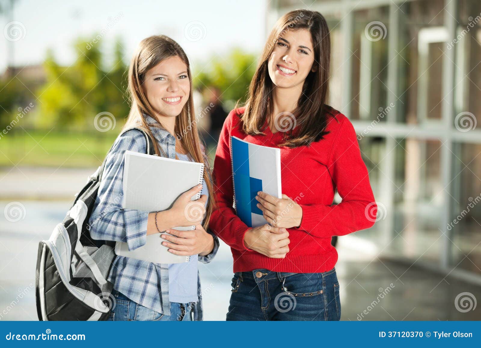 College Students Smiling on Campus Stock Photo - Image of looking ...