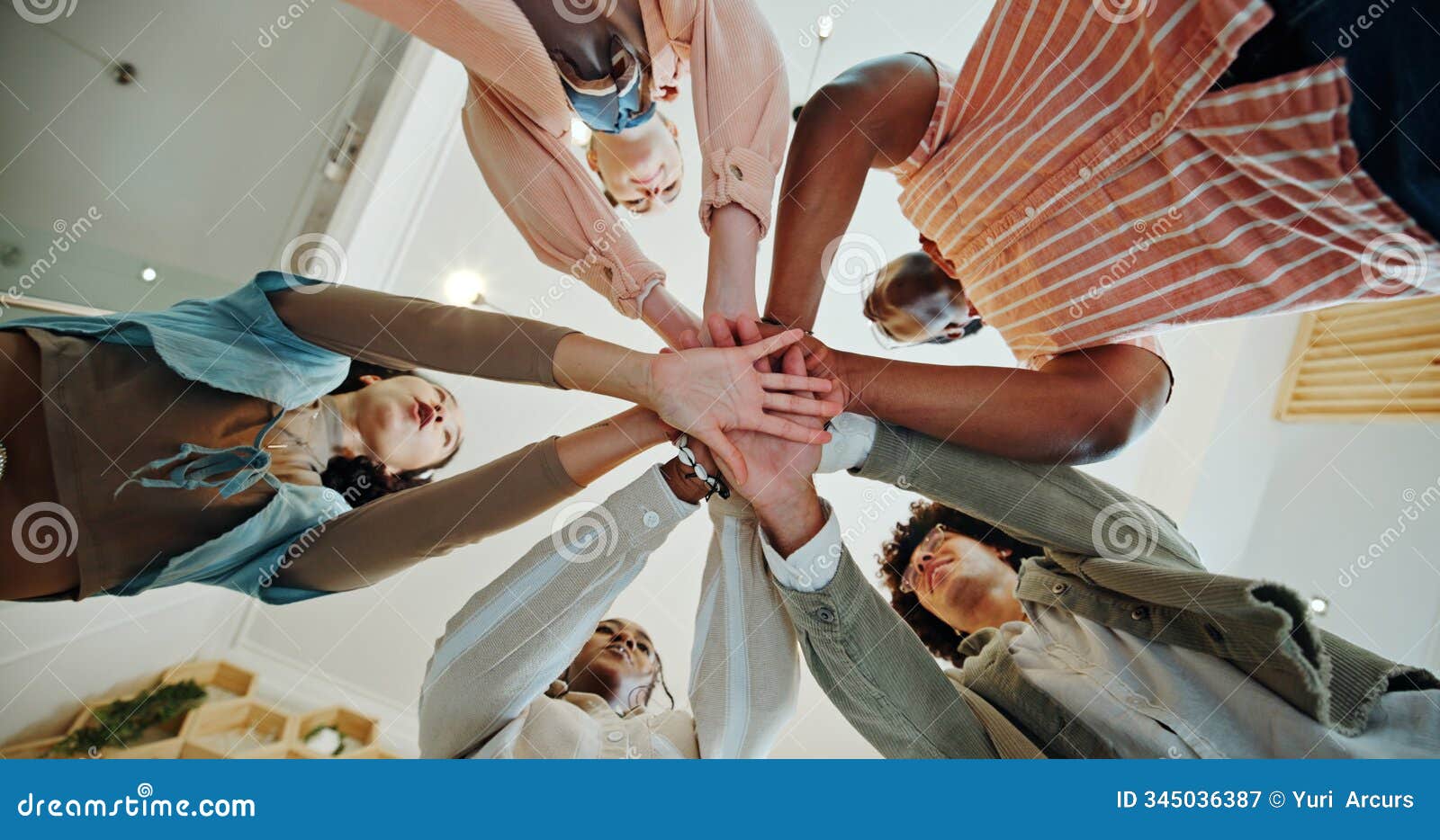 College, Students and Stack of Hands for Education, Academic Project ...