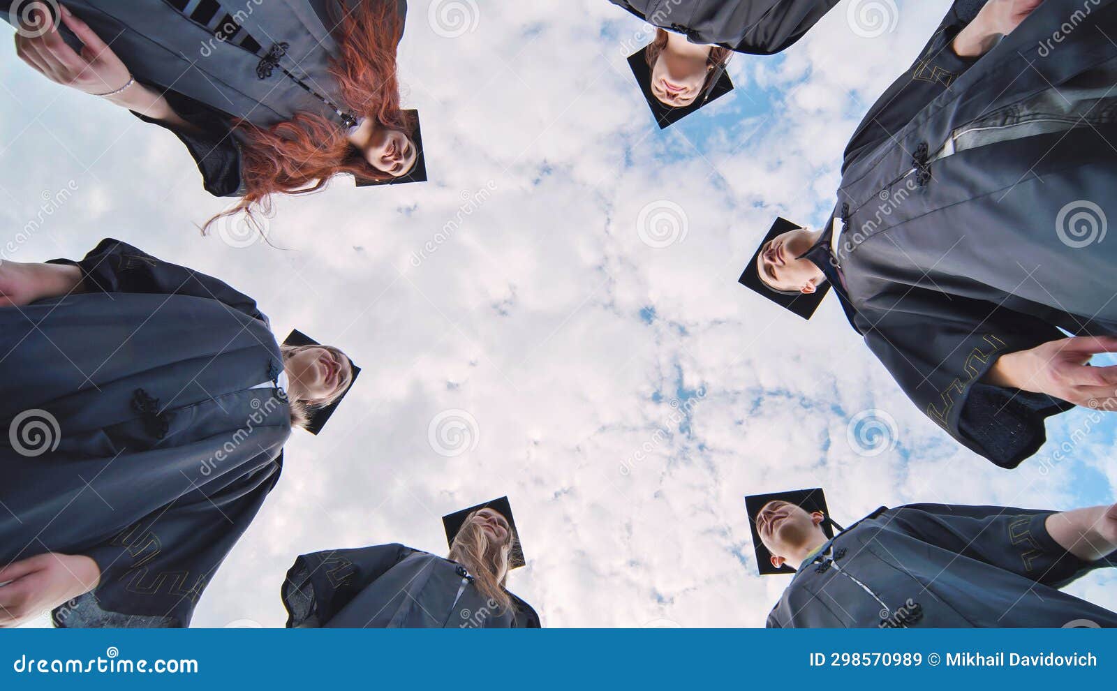 College Students Stand in a Circle Wearing Black Robes. Stock Image ...