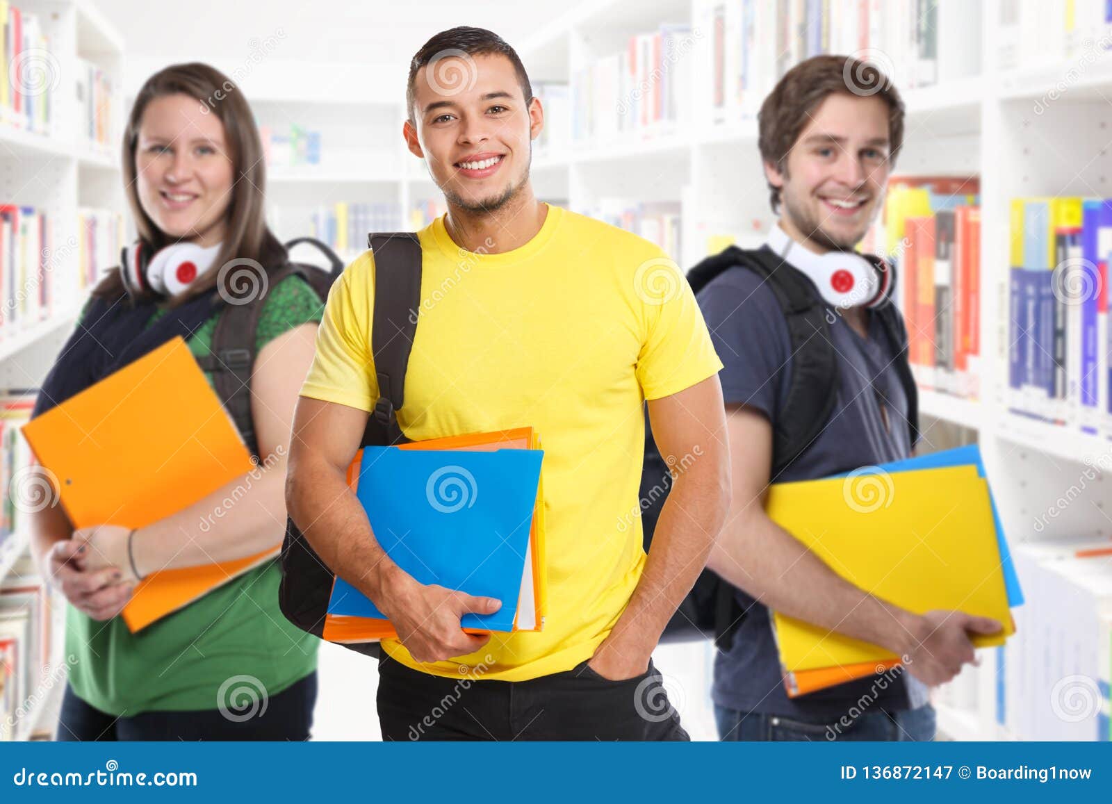College Students Student Young People Studies Library Education Smiling ...