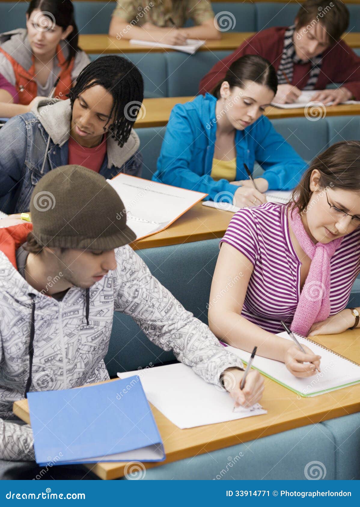 College Students Studying in Class Stock Image - Image of academics ...