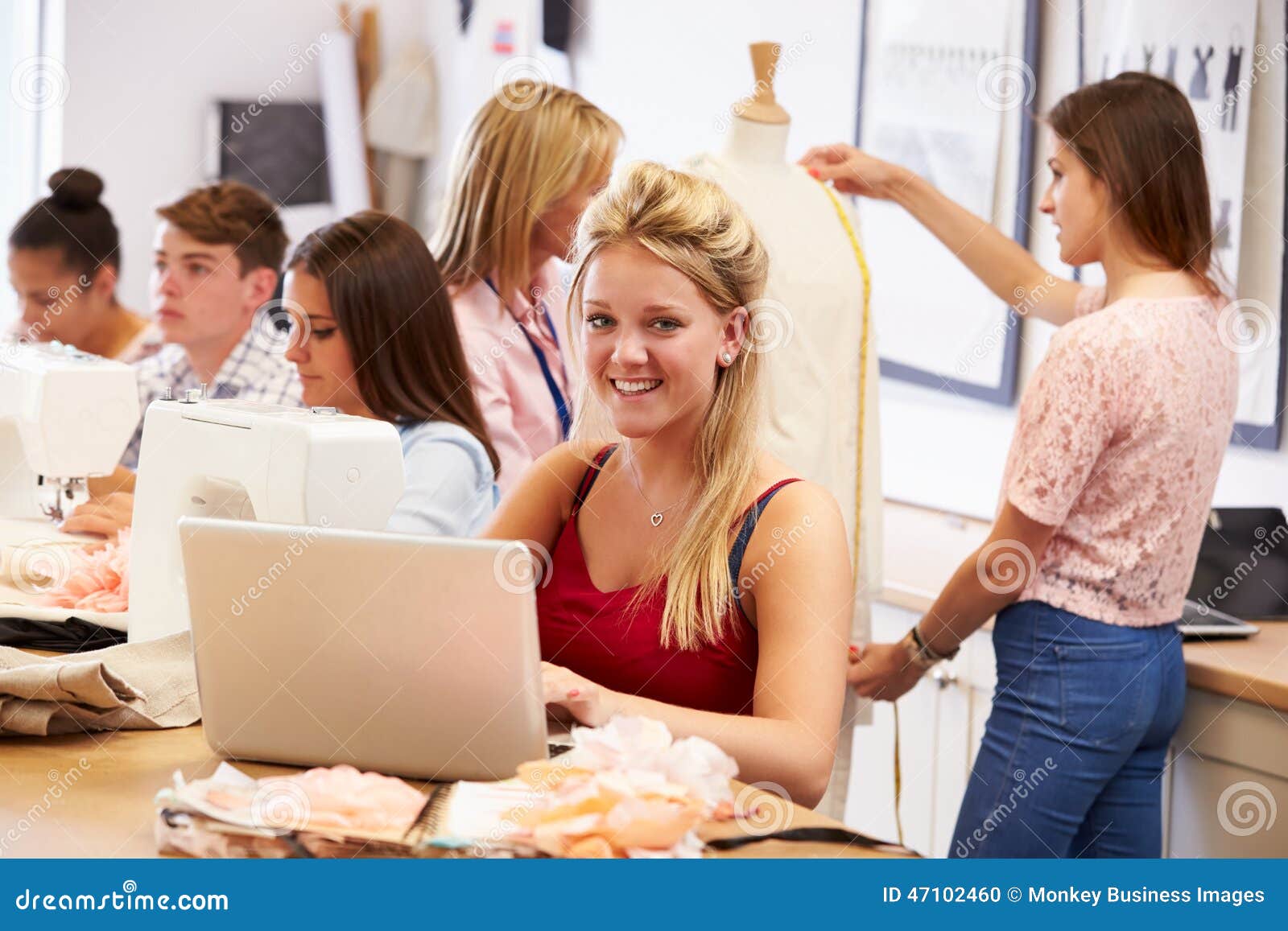 College Students Studying Fashion and Design Stock Photo - Image of ...