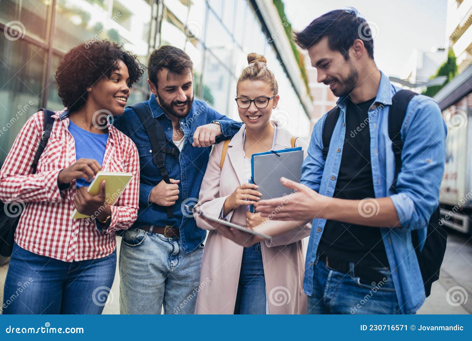 Students Studying on University Campus Outdoor Stock Image - Image of ...