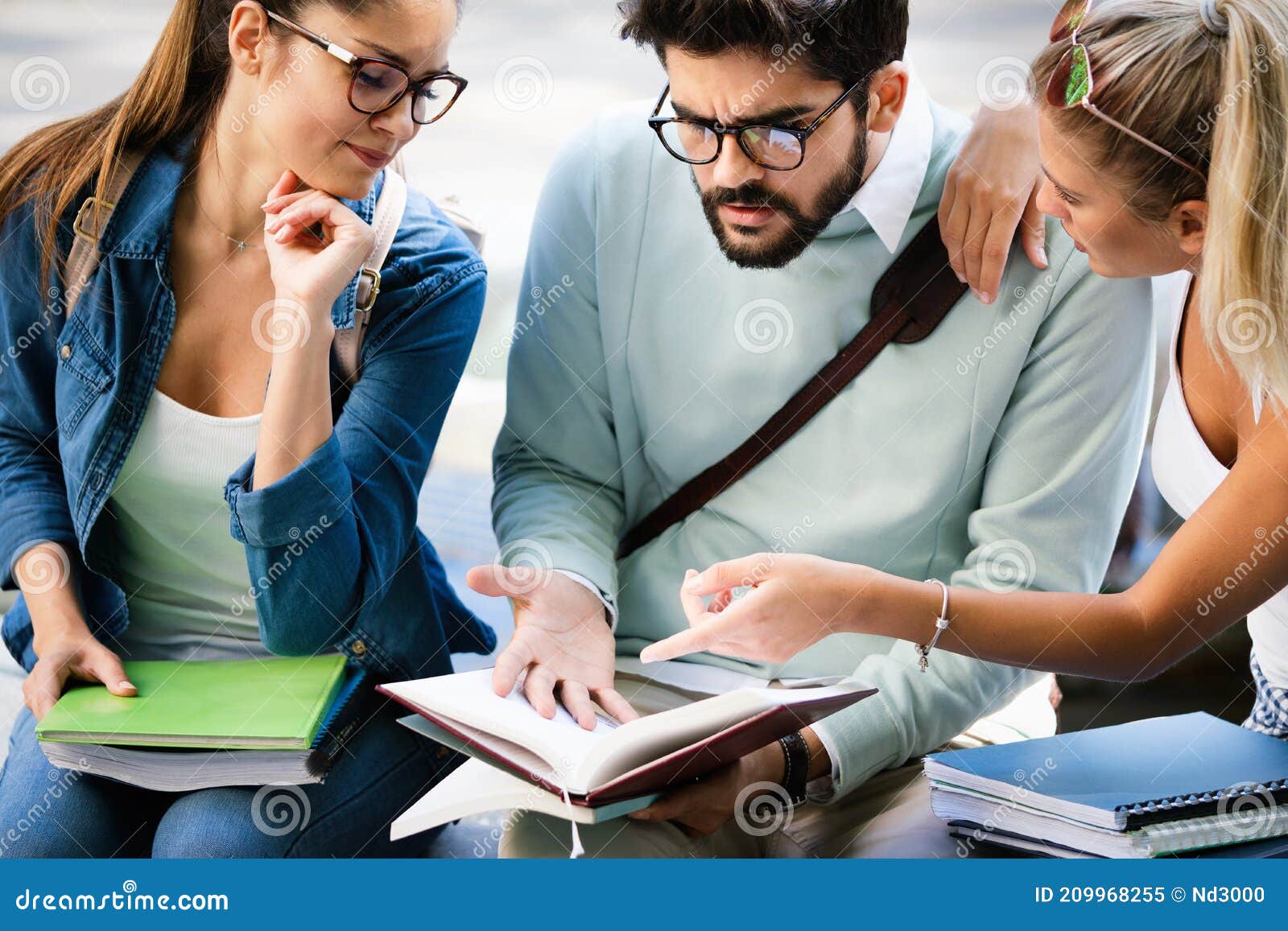 College Students Studying on University Campus Outdoor Stock Image ...