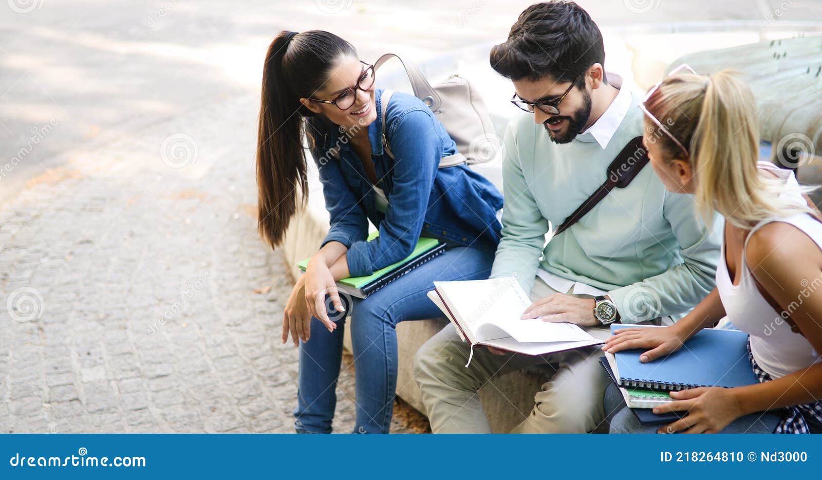 College Students Studying on University Campus Outdoor Stock Photo ...