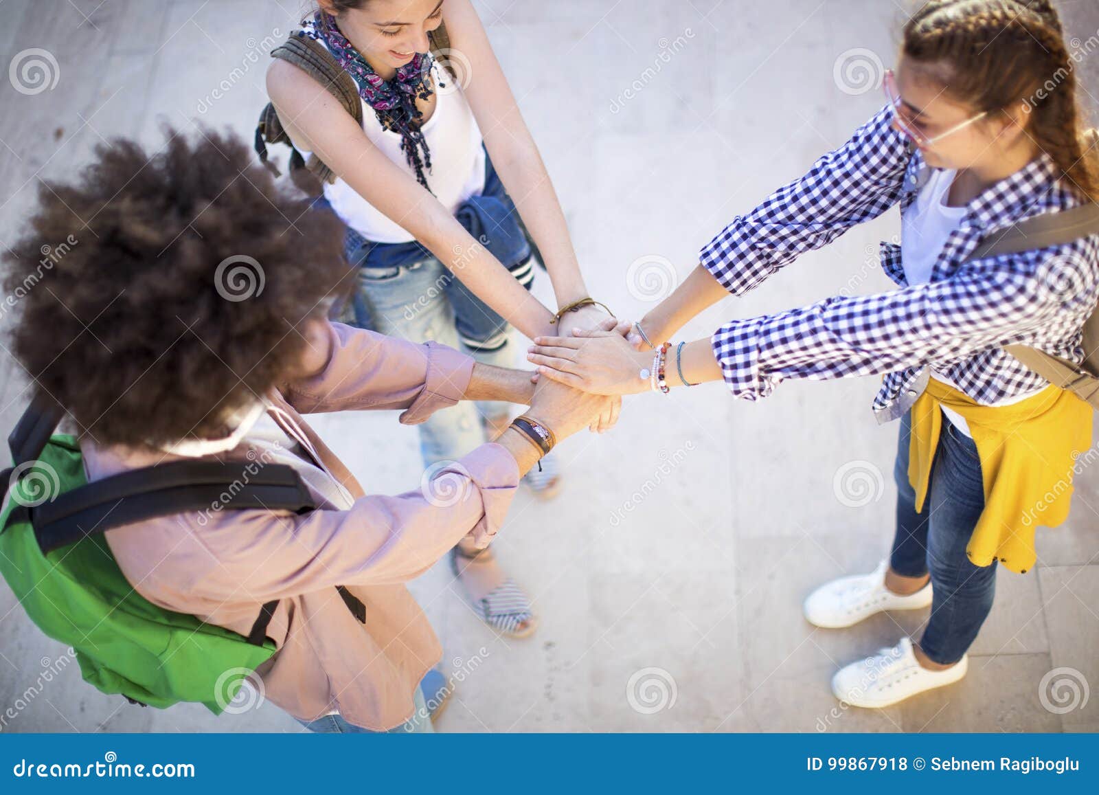 College Students Teamwork Stacking Hand Concept Stock Photo - Image of ...