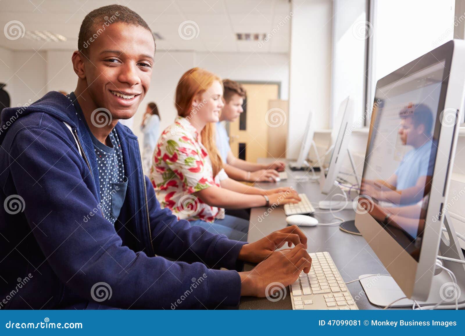 College Students Using Computers on Media Studies Course Stock Image ...