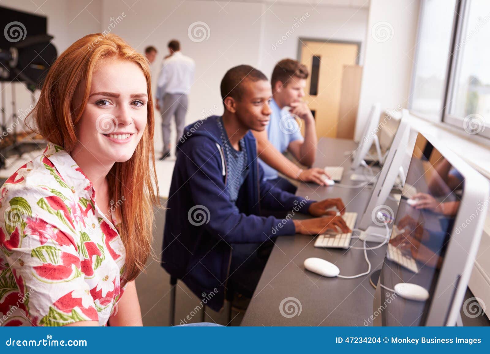 College Students Using Computers on Media Studies Course Stock Photo ...