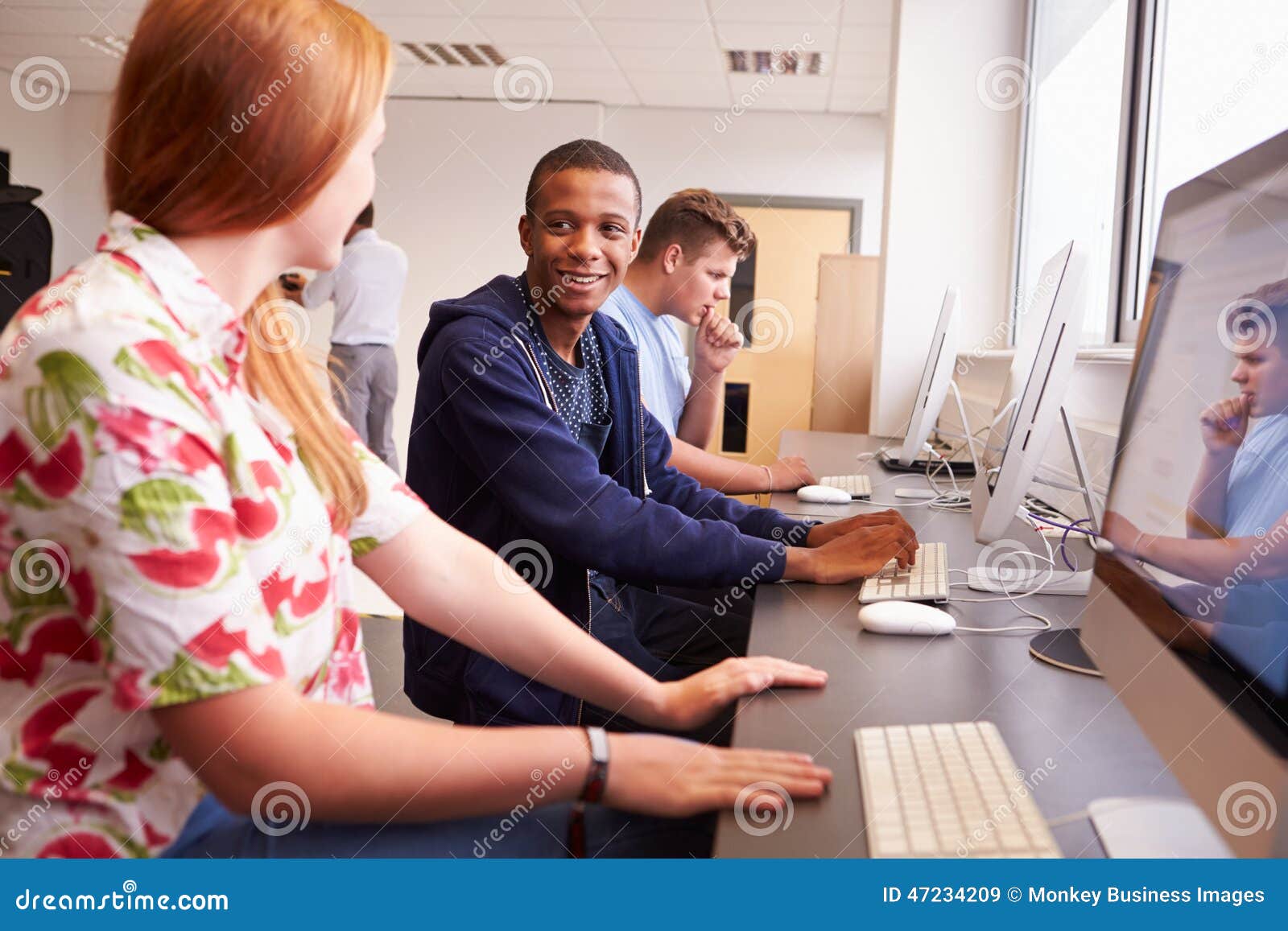 College Students Using Computers on Media Studies Course Stock Image ...